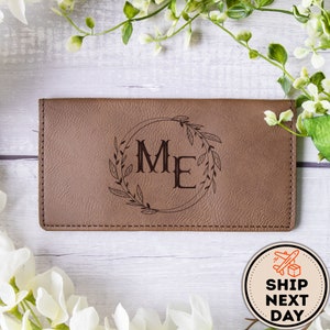 Personalized Monogram Leather Checkbook Cover, Custom Duplicate ...