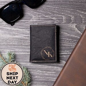 Personalized Engraved Minimalist Leather Trifold Wallet for Men, Custom ...