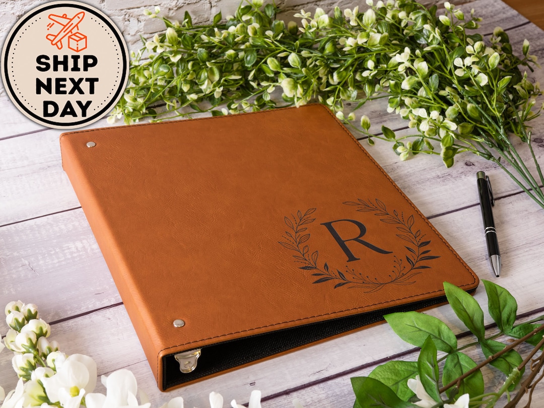 Personalized Leather 3 Ring Binder Portfolio, Custom Leather 8 X 11 Binder, Leather Ring Binder ...