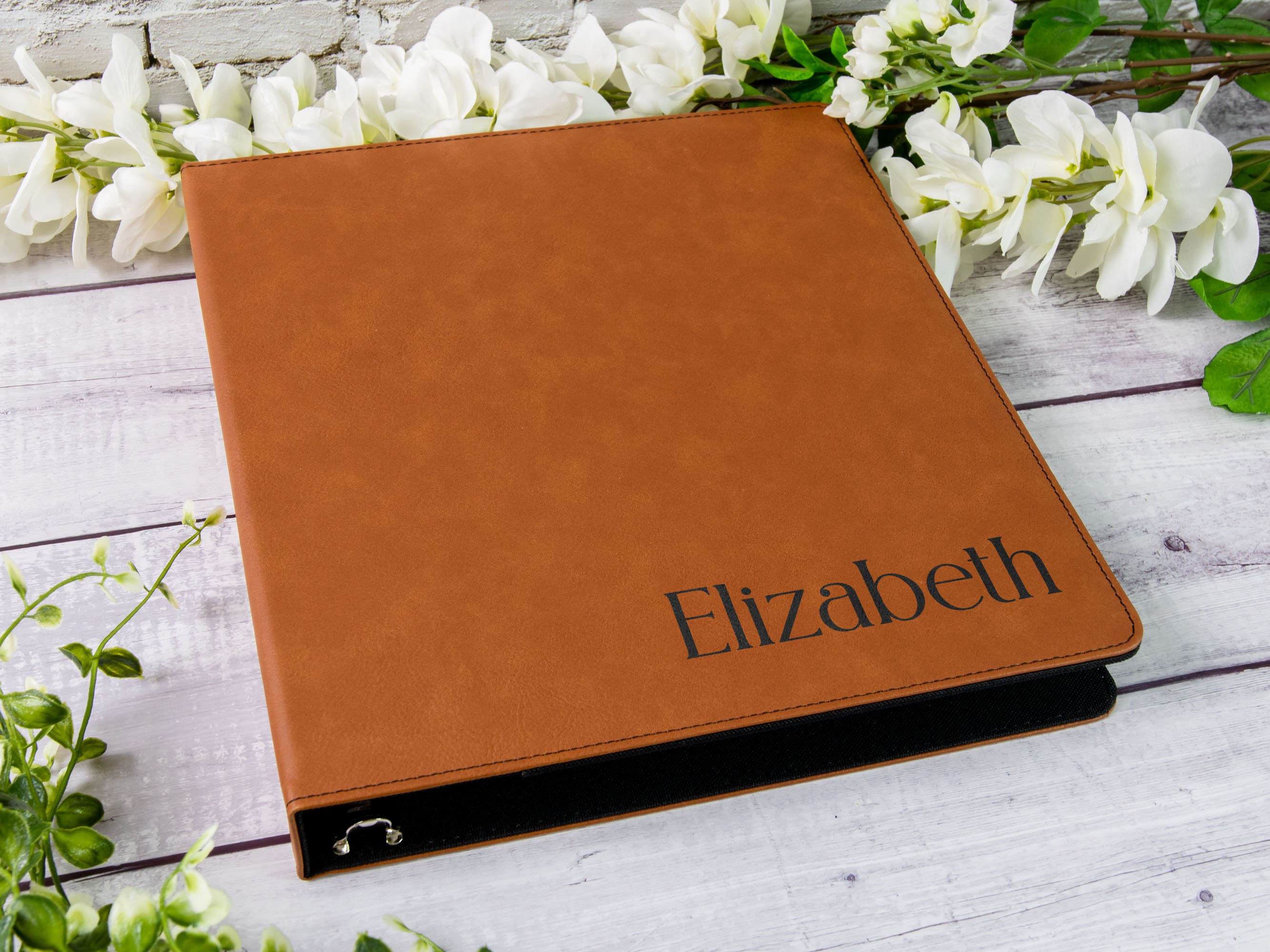Custom Engraved Leather 3 Ring Binder Portfolio, Personalized Letter ...