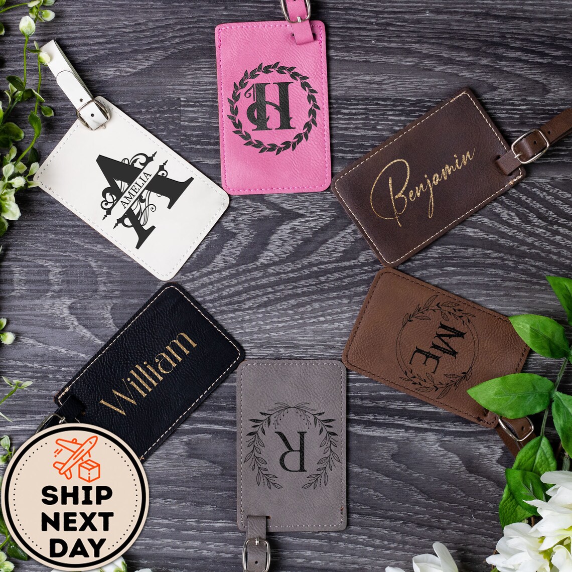 Personalized Monogrammed Engraved Leather Luggage Tag Custom - Etsy
