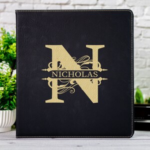 Custom Engraved Leather 3 Ring Binder Portfolio, Personalized Letter ...