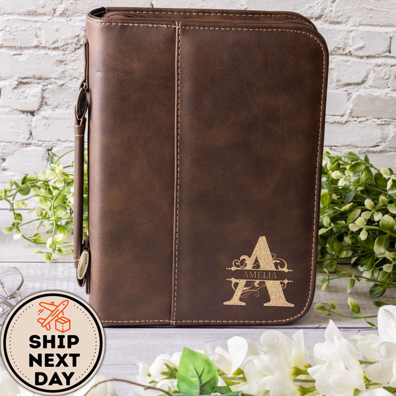Custom Engraved Leather Book Cover With Zipper Personalized - Etsy