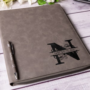 Custom Laser Engraved Leather Portfolio With Pen & Legal Pad ...