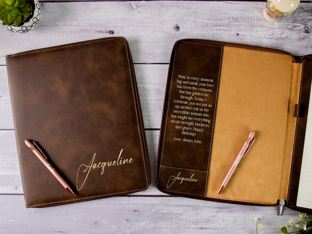 Custom Laser Engraved Leather Portfolio With Pen & Legal Pad ...