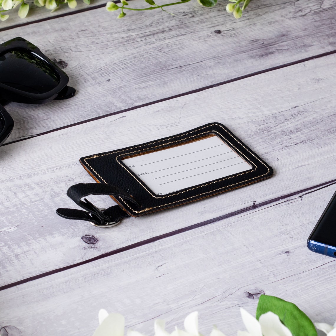 Personalized Monogrammed Engraved Leather Luggage Tag Custom - Etsy