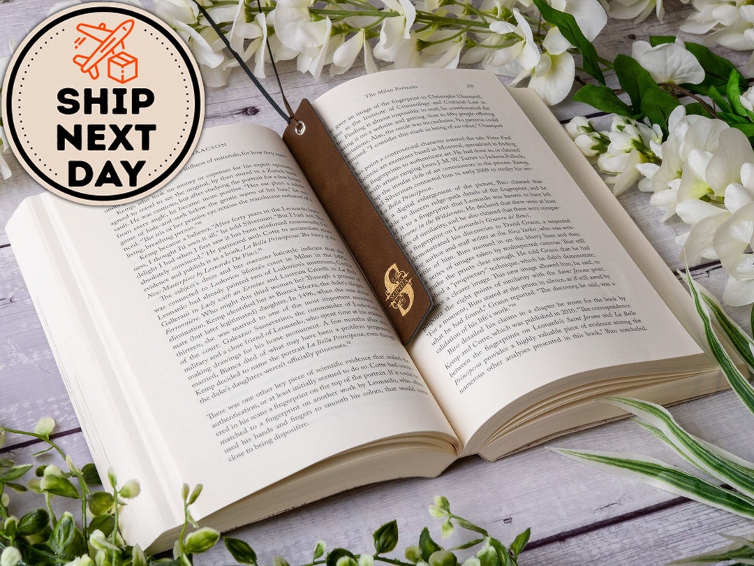Personalized Leather Bookmark, Custom Engraved Quote & Initials One ...