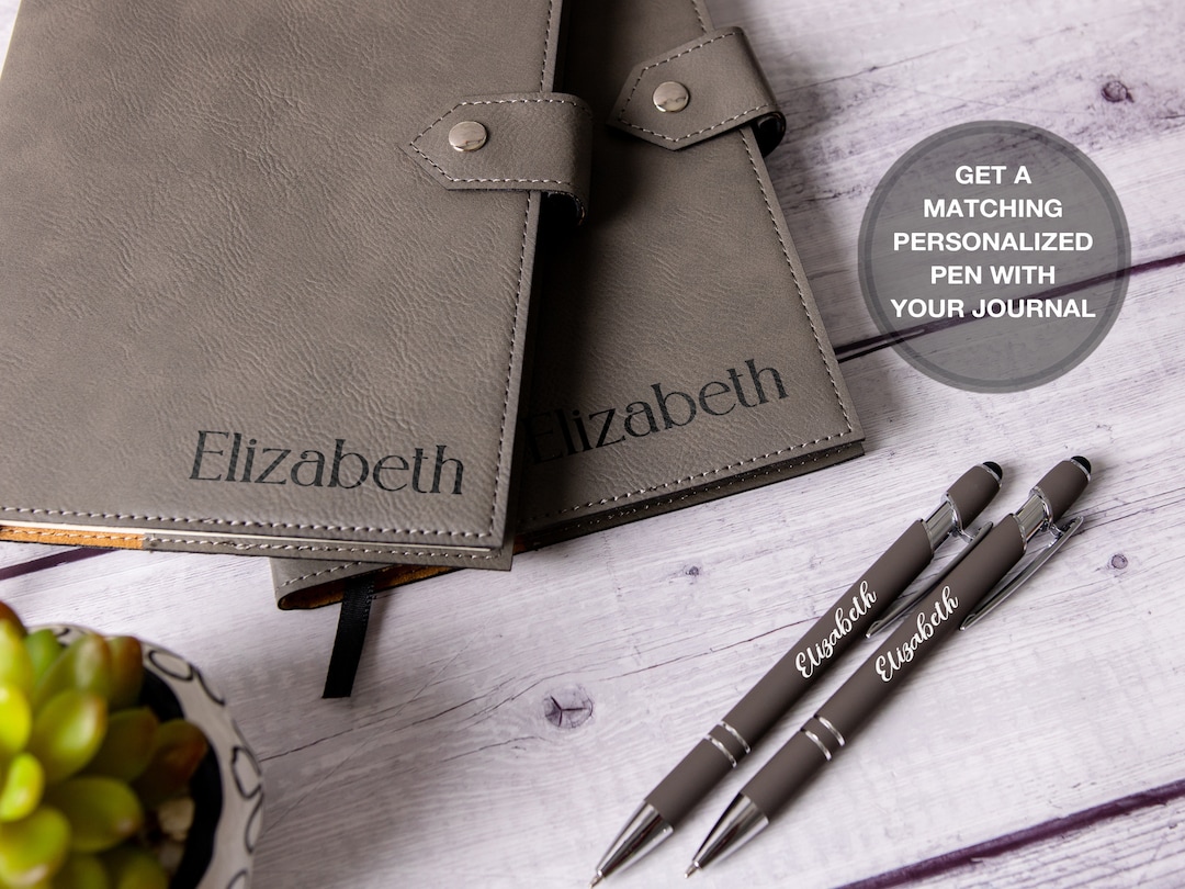 Personalized Engraved Leather Journal With Clasp and Pen, Custom ...