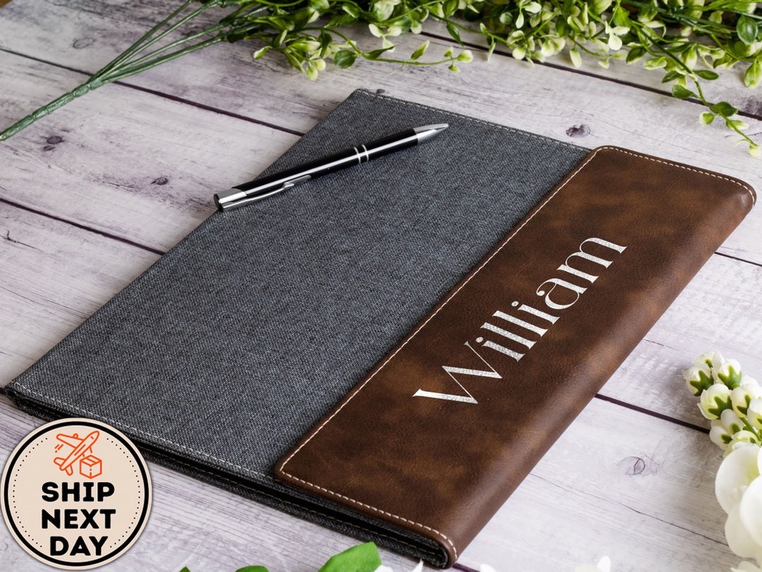 Personalized Laser Engraved Leather Portfolio for Men and Women ...