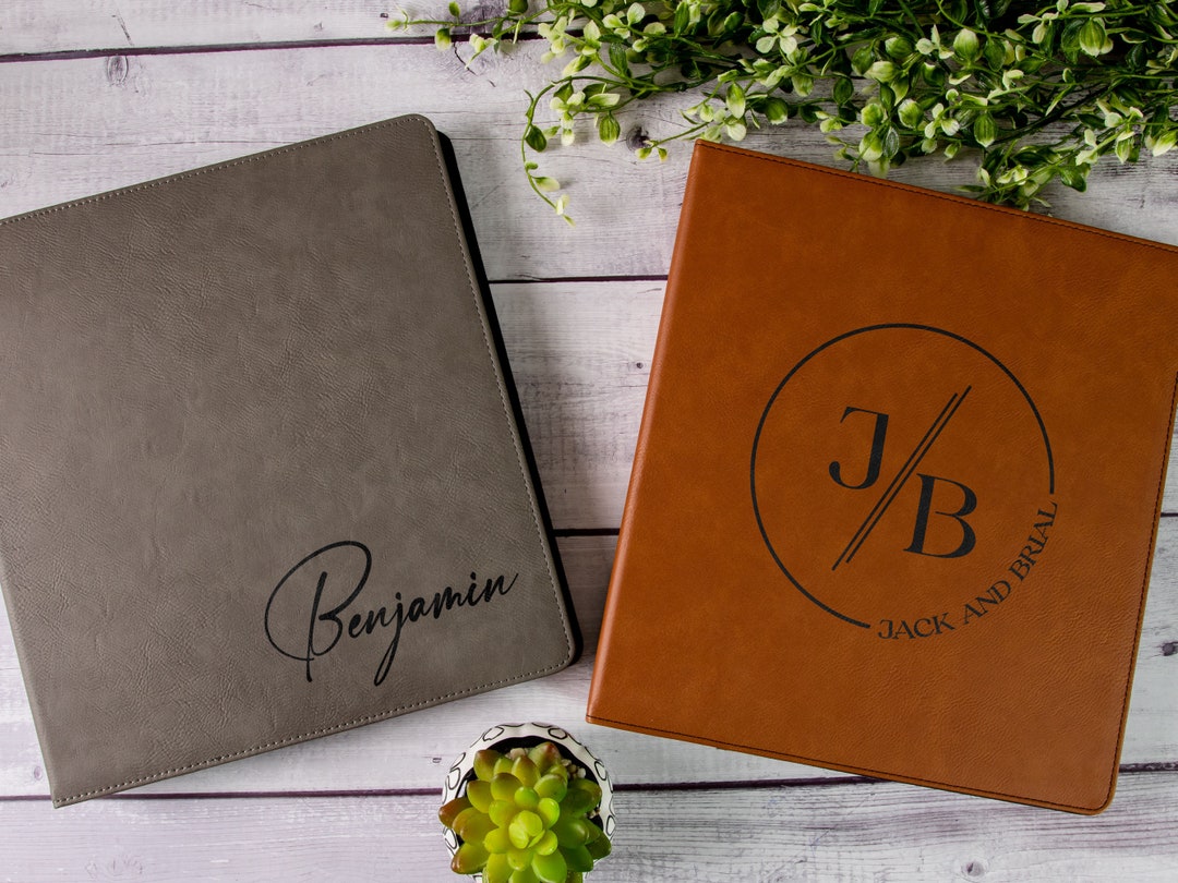 Personalized Leather 3 Ring Binder Portfolio, Custom Engraved Letter ...