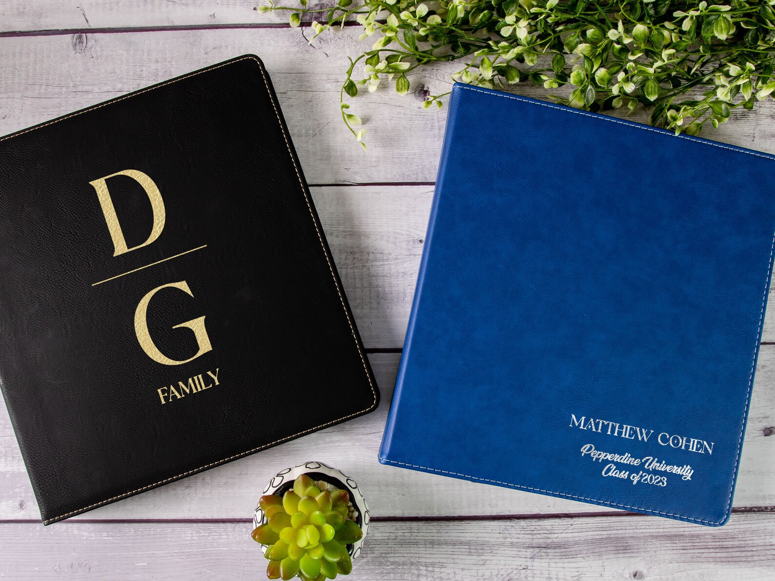 Custom Engraved Leather 3 Ring Binder Portfolio, Personalized Letter ...