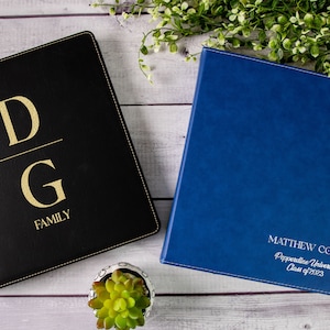 Custom Engraved Leather 3 Ring Binder Portfolio, Personalized Letter ...