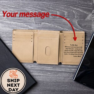 Personalized Engraved Minimalist Leather Trifold Wallet for Men, Custom ...