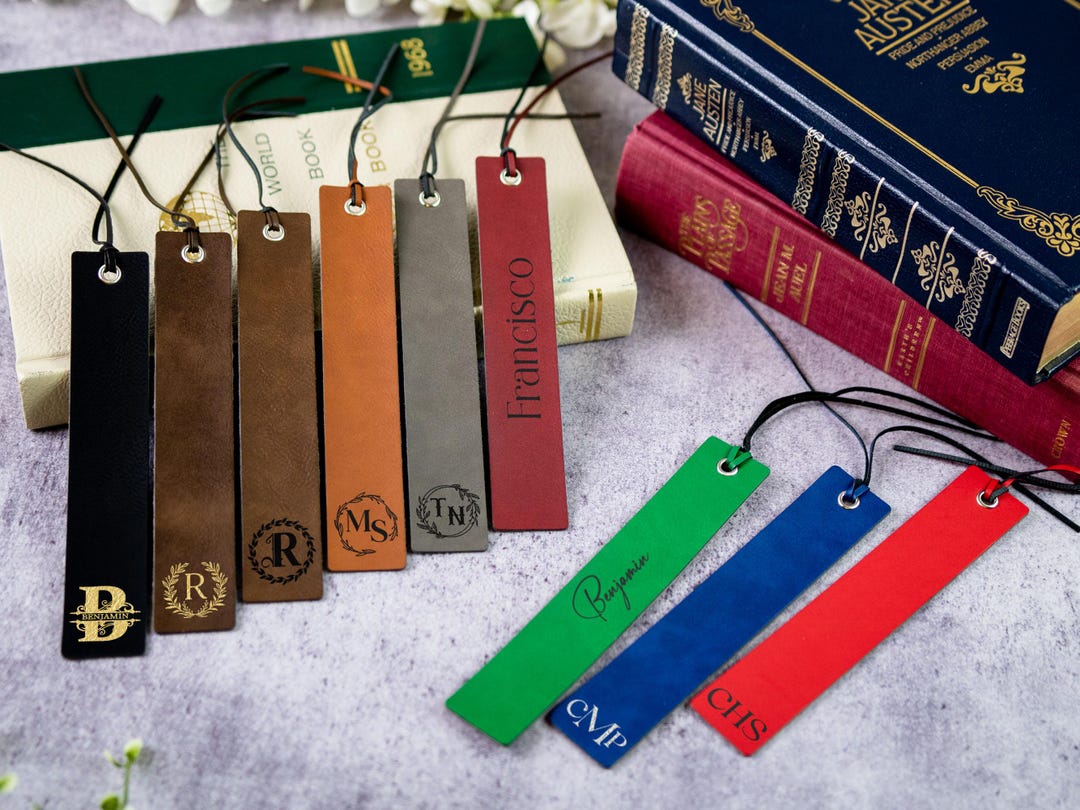 Custom Leather Bookmark With Quote and Initials | Personalized Engraved ...