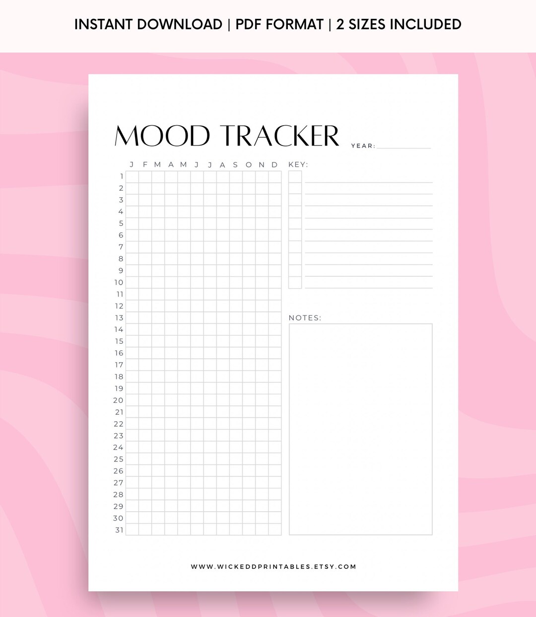 Mood Tracker Printable, Mental Health Printable, Daily Planner Template ...