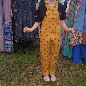 Run & Fly, Dungarees, Bees Print, Yellow, Unisex, Overalls, Festivals ...
