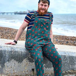 Run & Fly, Dungarees, Fox Print, Corduroy, Green, Unisex, Overalls ...