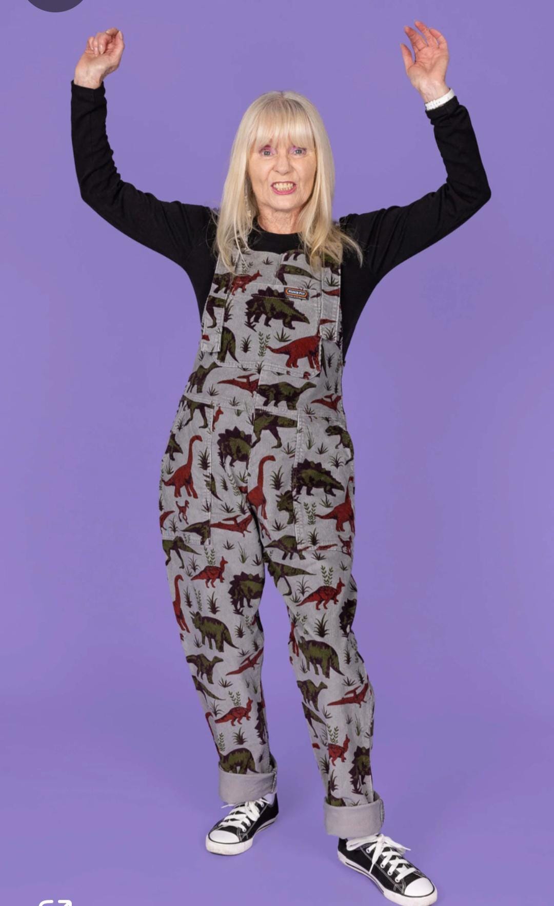 Run & Fly, Dungarees, Dinosaur Print, Corduroy, Grey, Unisex, Overalls ...