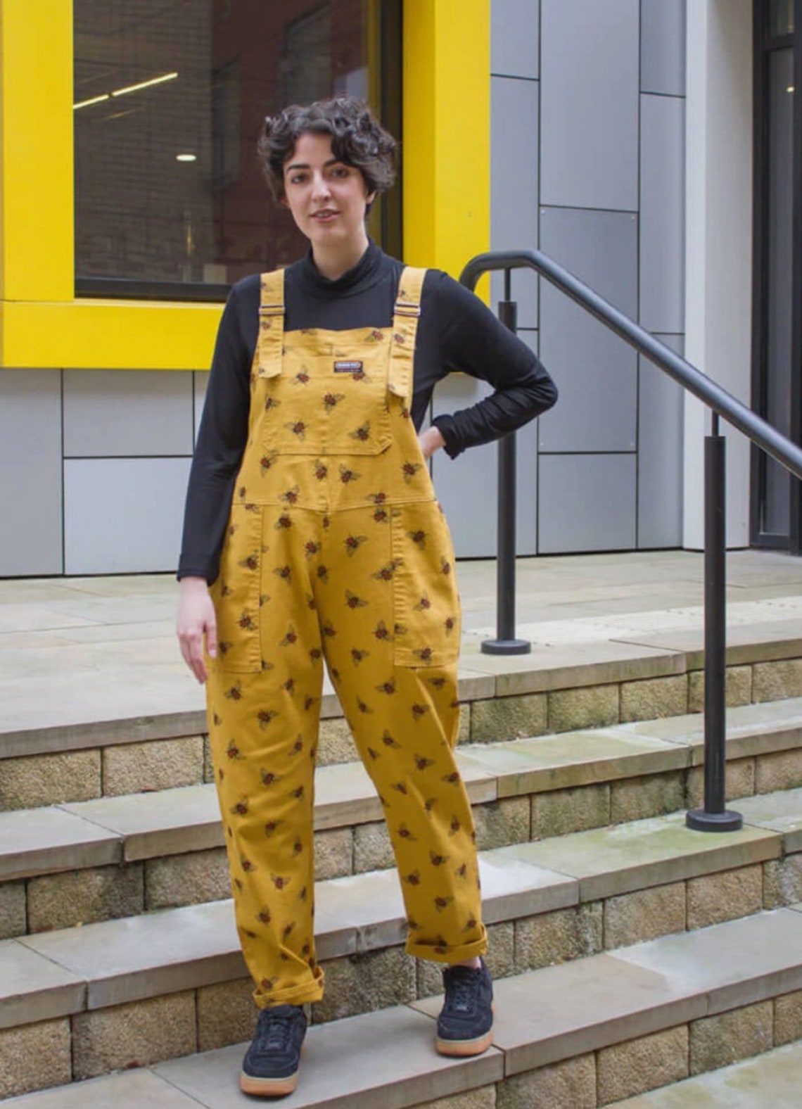 Run & Fly, Dungarees, Bees Print, Yellow, Unisex, Overalls, Festivals ...