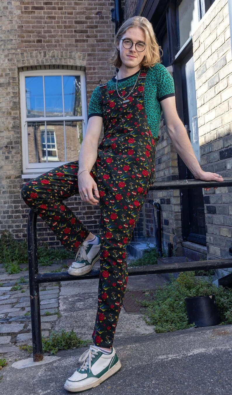 Run & Fly, Dungarees, Retro, Tattoo, Old School Print, Unisex, Overalls ...