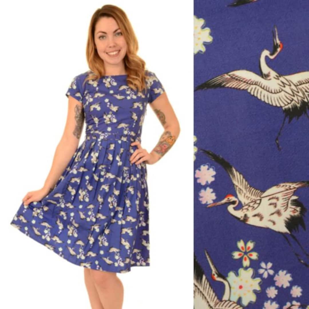 Run & Fly Inspired Retro Cranes Birds Purple Tea Dress - Etsy