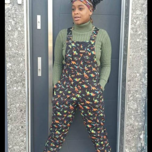 Run & Fly Dungarees Dinosaur Print Grey Unisex Overalls - Etsy