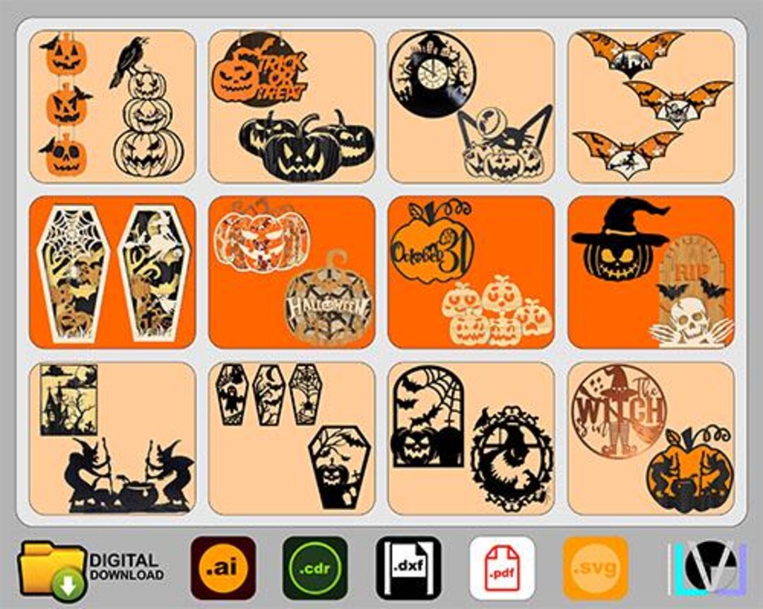 Halloween Decor Bundle 1 (31 Designs) Instant Download Digital File ...