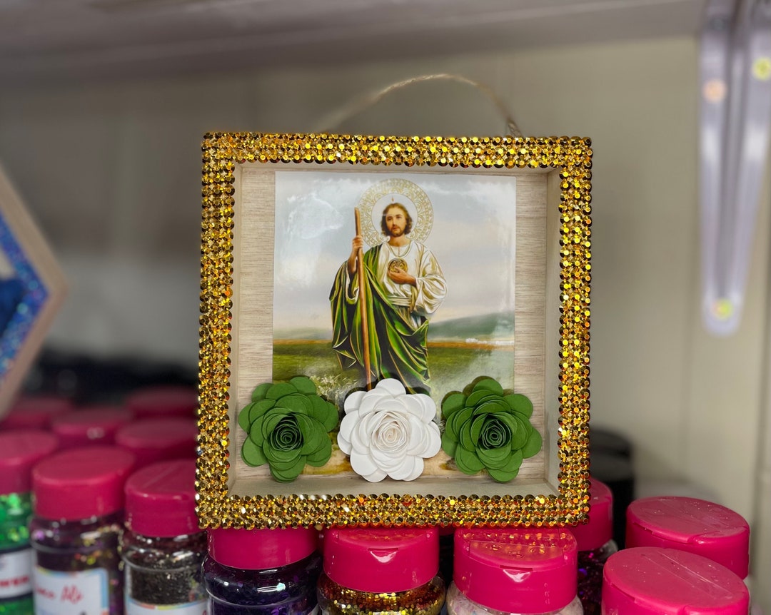 San Judas, St. Jude Wall Decor, Home Decor, Picture Art, Shadowbox - Etsy