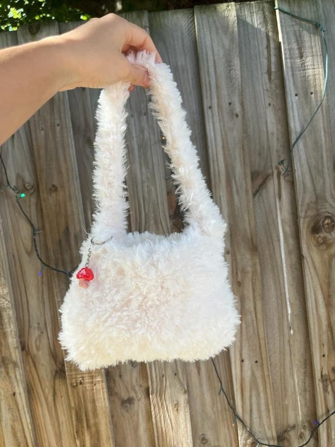 Crochet Fluffy Bag, Handmade Furry Bag, White Fluffy Tedy Bag, Handmade ...