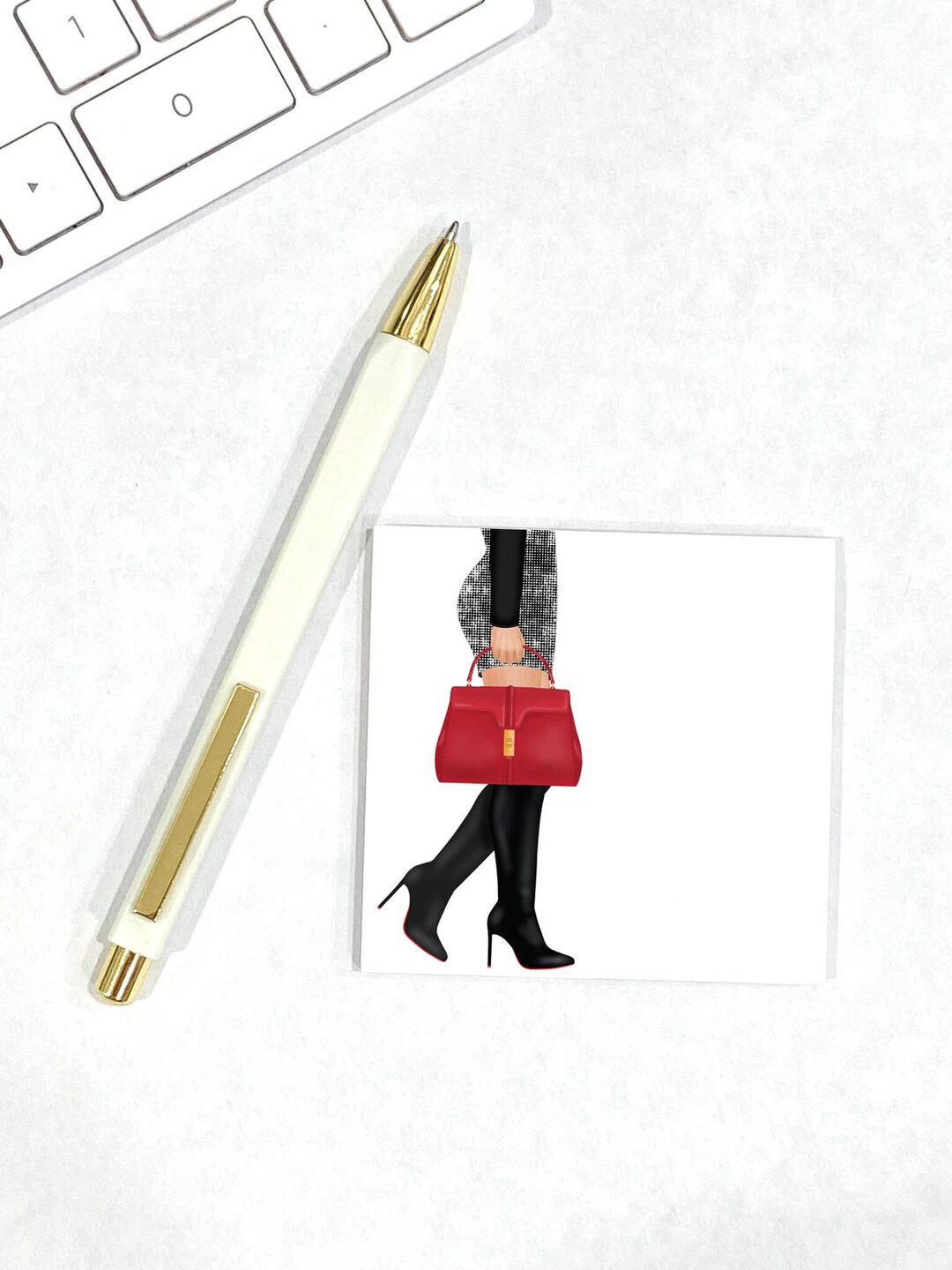 Girl Walking With Red Purse Stationery Post It Notes 50 - Etsy