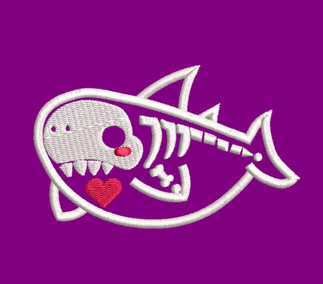 Skeleton Shark, Cartoon Inspired Embroidery Designs, Machine Embroidery ...