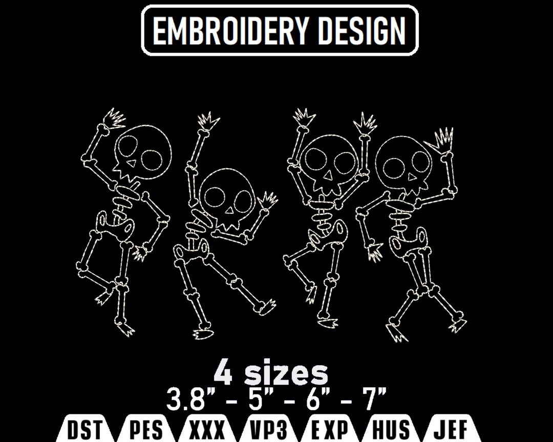 Dancing Skeletons Embroidery Design, Machine Embroidery Design File ...