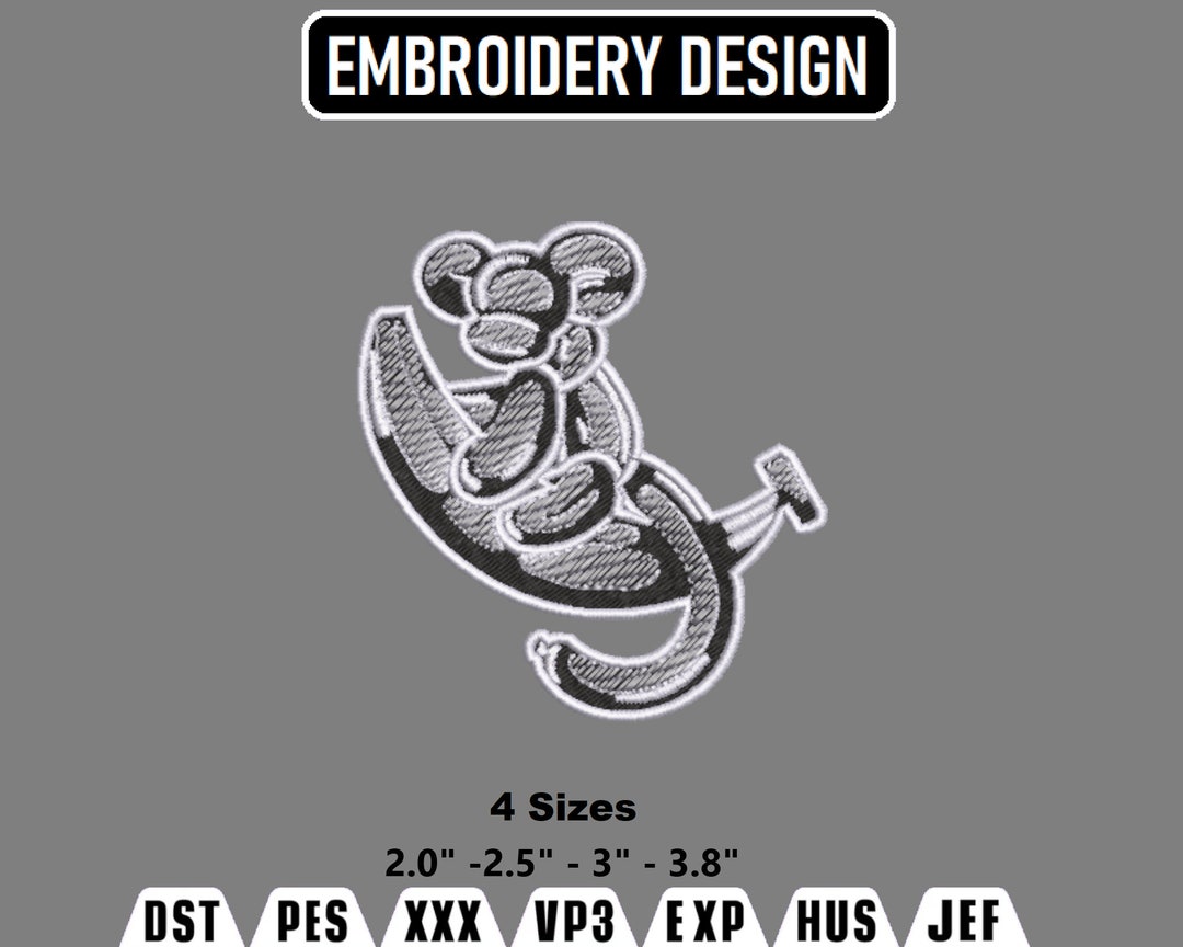 Balloon Monkey Embroidery Design, Machine Embroidery Design File, Pes ...