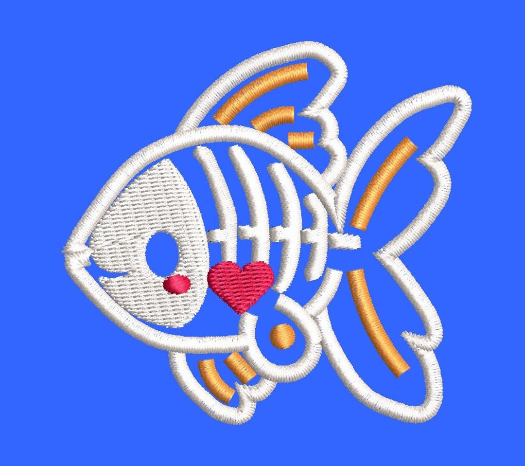 Skeleton Pet Fish, Cartoon Inspired Embroidery Designs, Machine ...