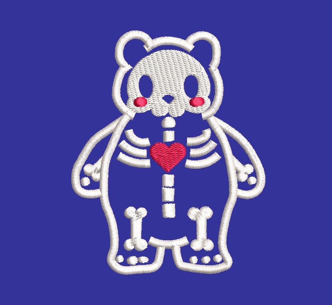 Skeleton Bear Embroidery, Cartoon Inspired Embroidery Designs, Machine ...