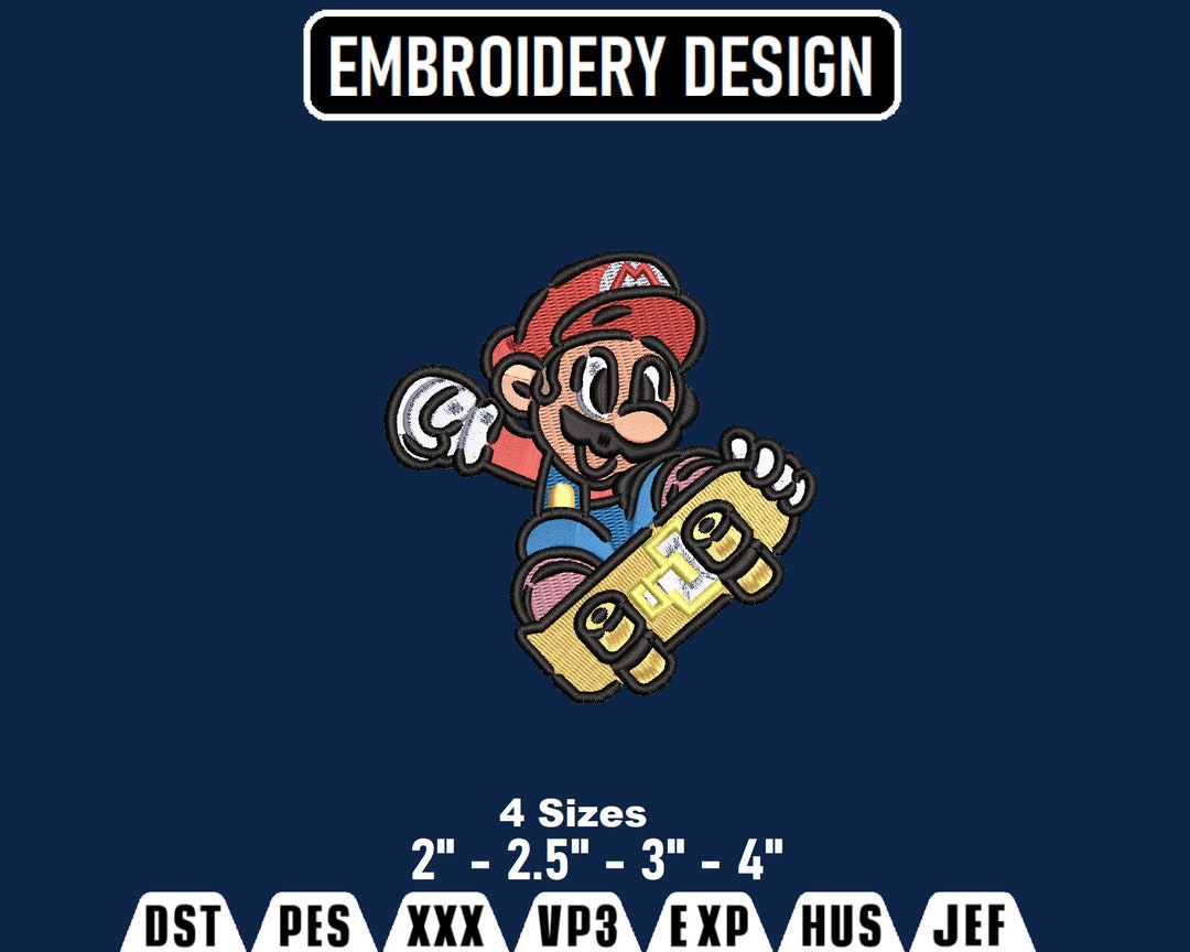 Video Game Plumber Skateboard Embroidery Design, Machine Embroidery ...