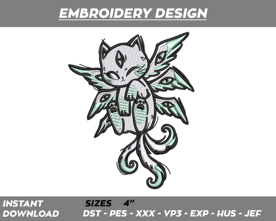 Chibi Seraphim Cat 2 Embroidery Design - Etsy
