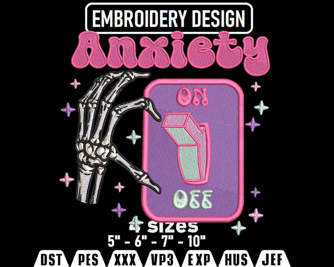 Anxiety on Light Switch Embroidery Design, Machine Embroidery Design ...
