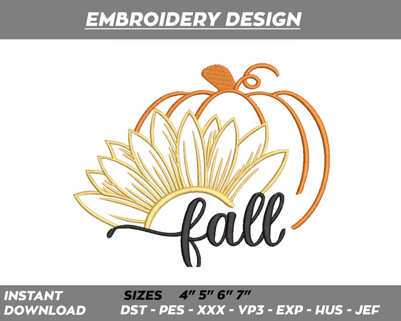 Pumpkin Fall Embroidery Design – Machine Embroidery Pattern (digital ...