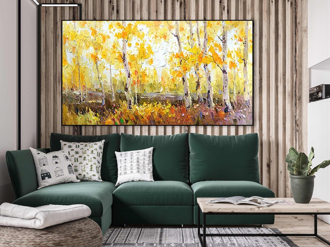 Large Original Oil Painting Poplar Forest Natural Painting Oil Painting ...