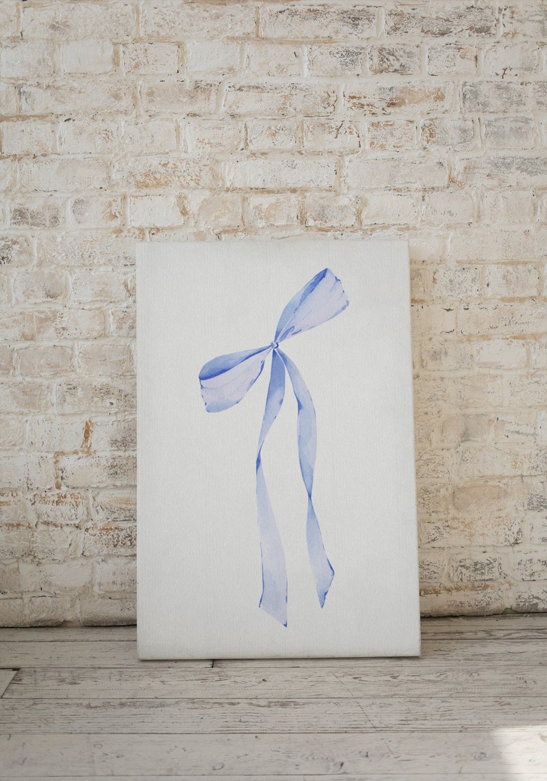 Bow Wall Art, Blue Bows Art Print, Vintage, Coquette Decor, Girly Wall ...