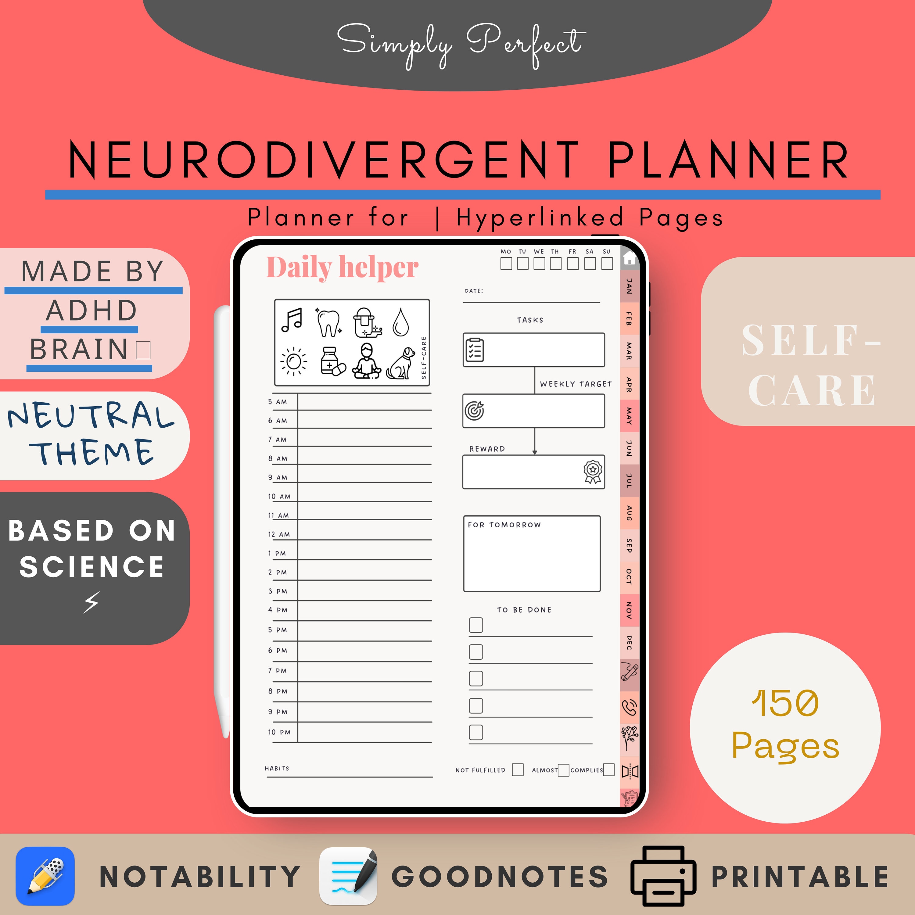 Neurodivergent Planner, Printable ADHD Planner, Digital Planner, Life ...