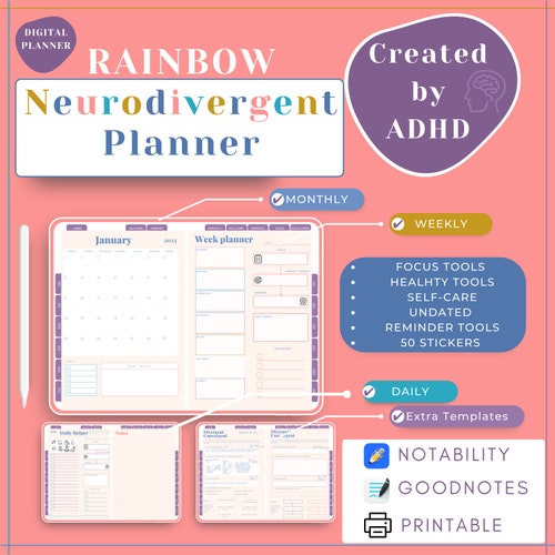 Neurodivergent Planner Printable ADHD Planner Digital - Etsy Australia