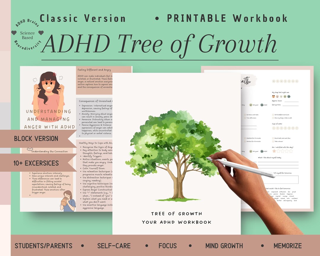 Tree of Growth Workbook - A Personalized ADHD Journal for Emotional ...