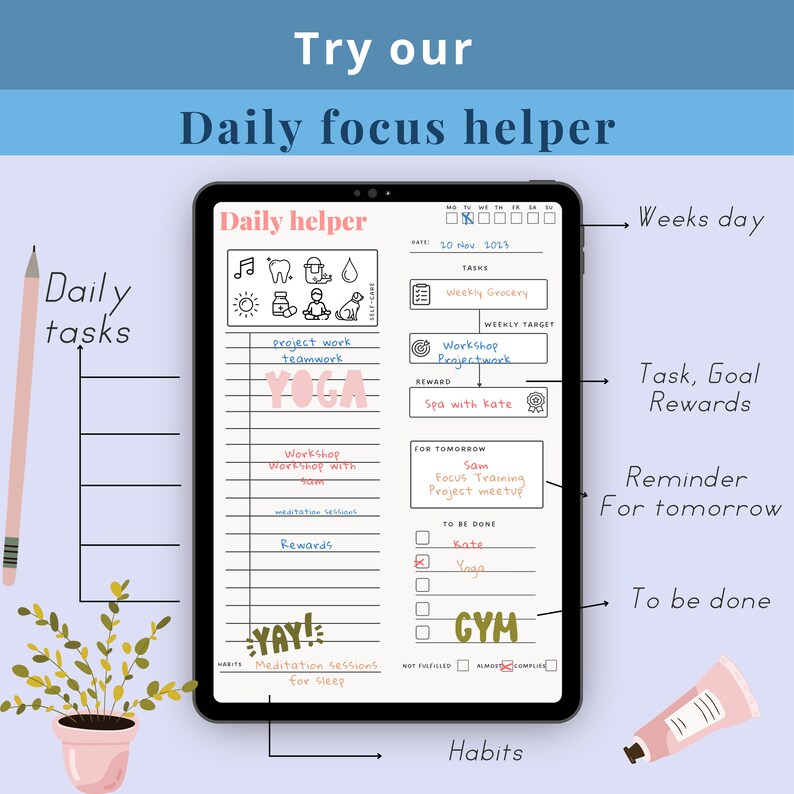 Neurodivergent Planner Printable ADHD Planner Digital - Etsy UK