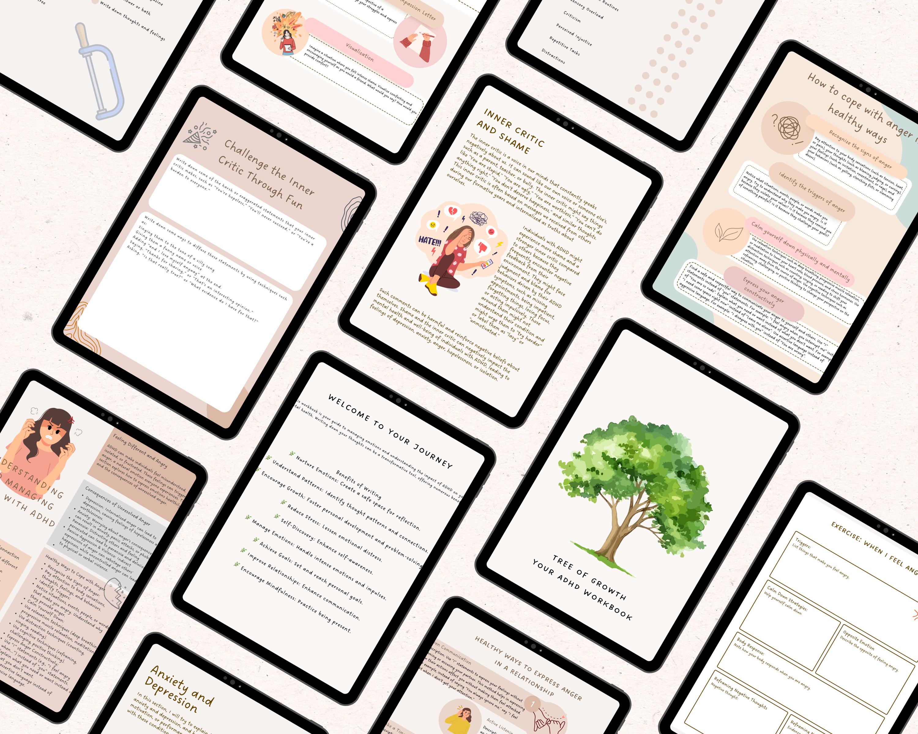 Tree of Growth Workbook - A Personalized ADHD Journal for Emotional ...