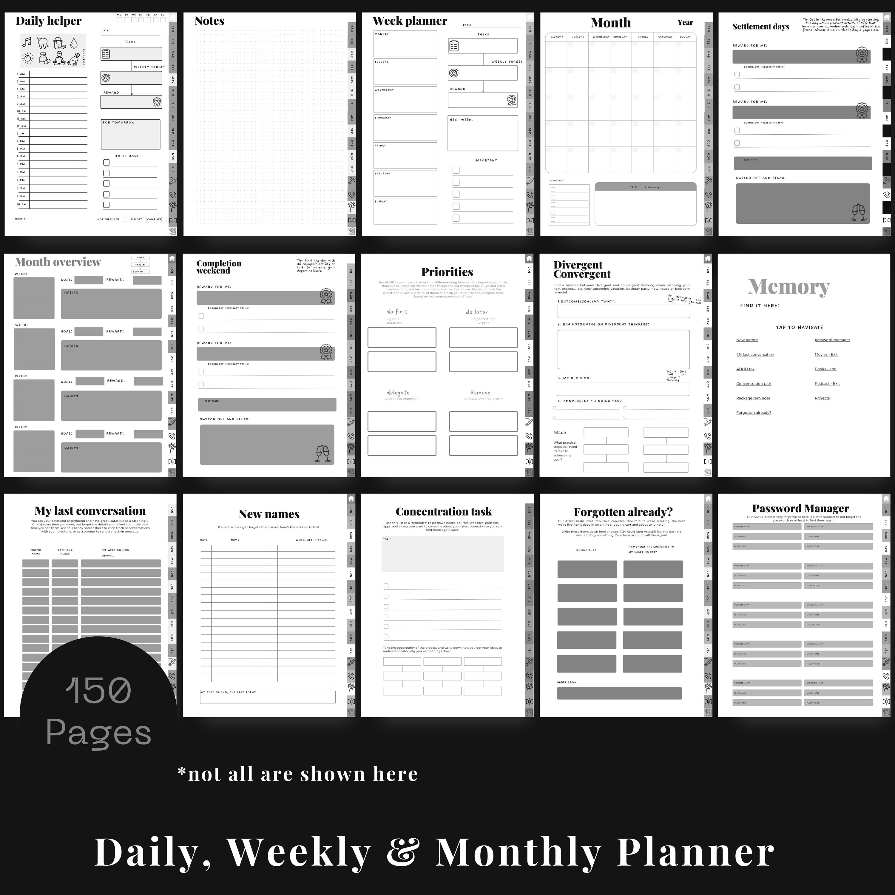Printable ADHD Digital Planner, Life Planner, ADHD Planner Adult, ADHD ...