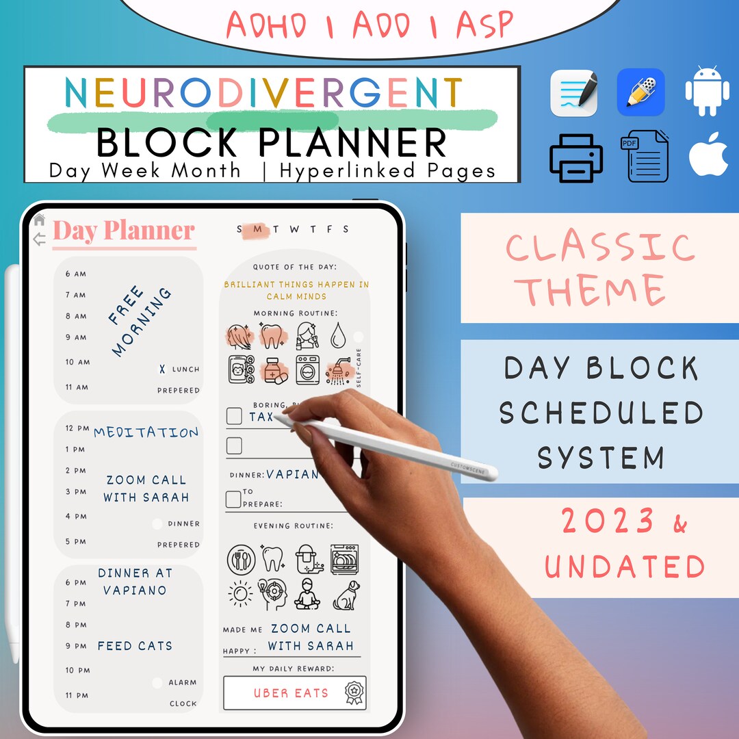 NEURODIVERGENT BLOCK Planner - Printable and Digital ADHD Journal for ...