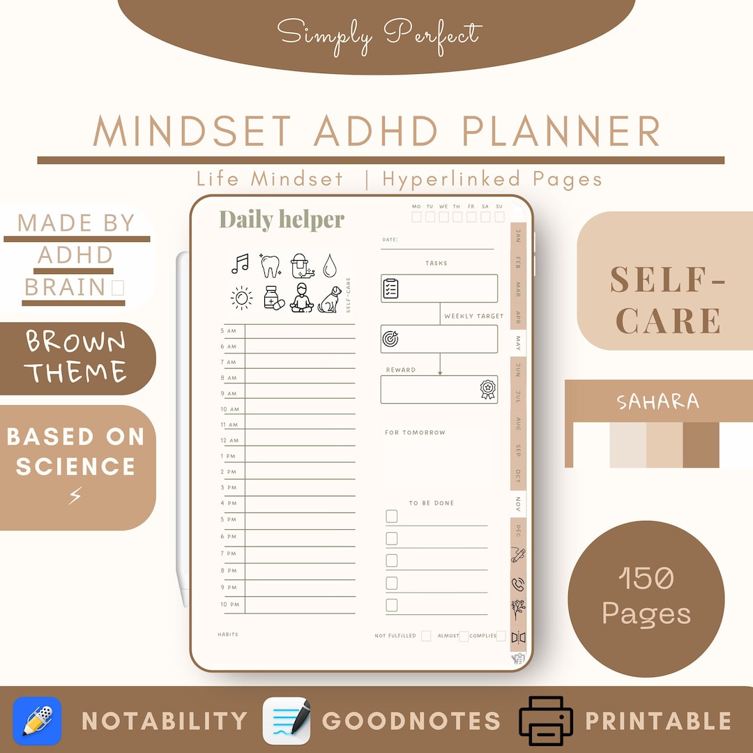 Mindset ADHD Planner, Printable ADHD Planner, Digital Planner, Life ...
