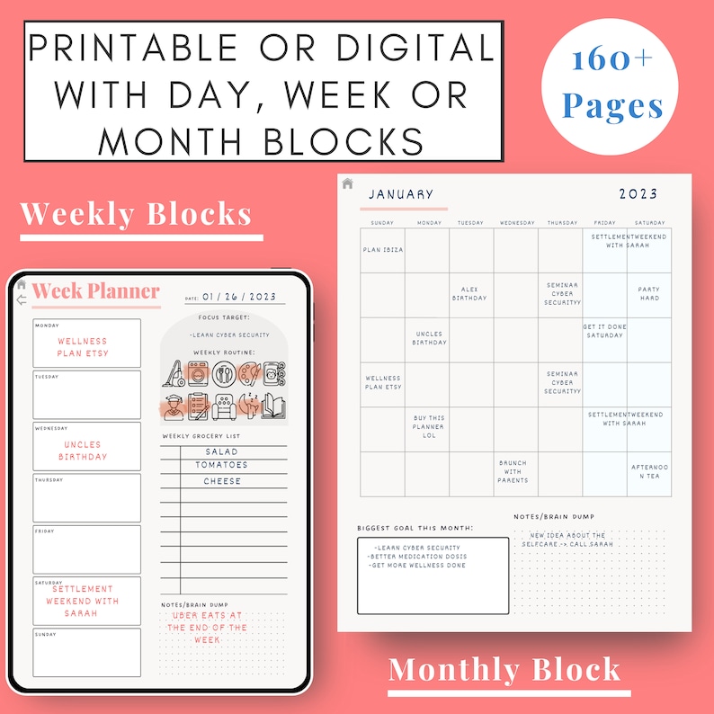 NEURODIVERGENT BLOCK Planner - Printable and Digital ADHD Journal for ...